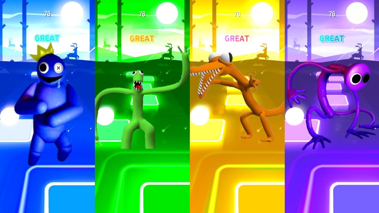 Super Team Rainbow Friends - Blue,Orange, Green,Purple Monsters Tiles ...