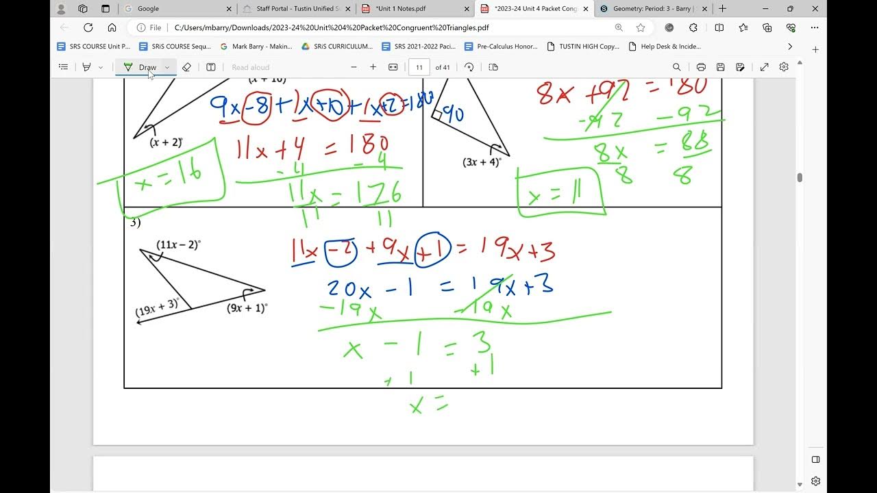 Geometry 4.2B Notes - Triangle Properties with Algebra - YouTube