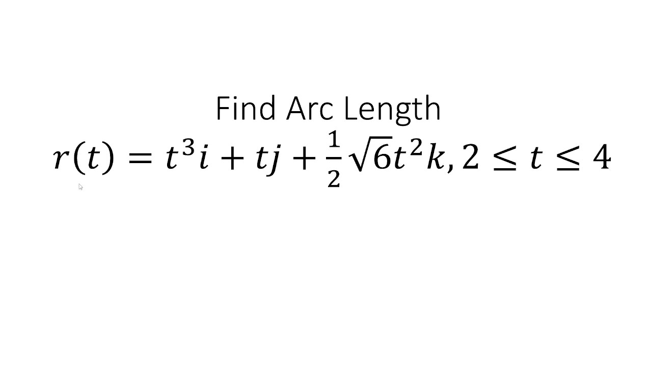 Find Arc Length t t 3i tj 1 2sqrt 6 t 2k YouTube find-arc-length-t-t-3i-tj-1-2sqrt-6-t-2k-youtube