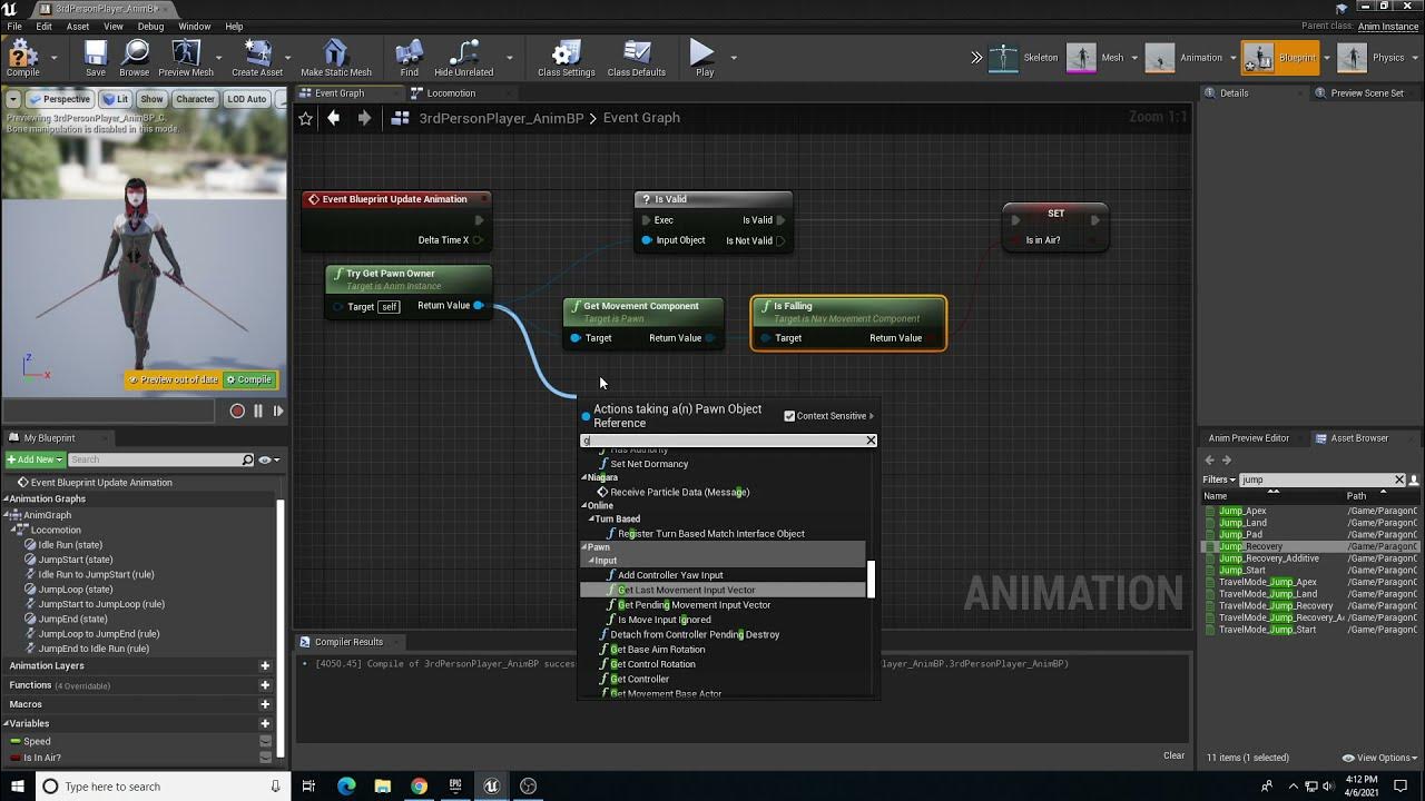 Unreal 3rd Person Player Character: Animation Blueprint - YouTube
