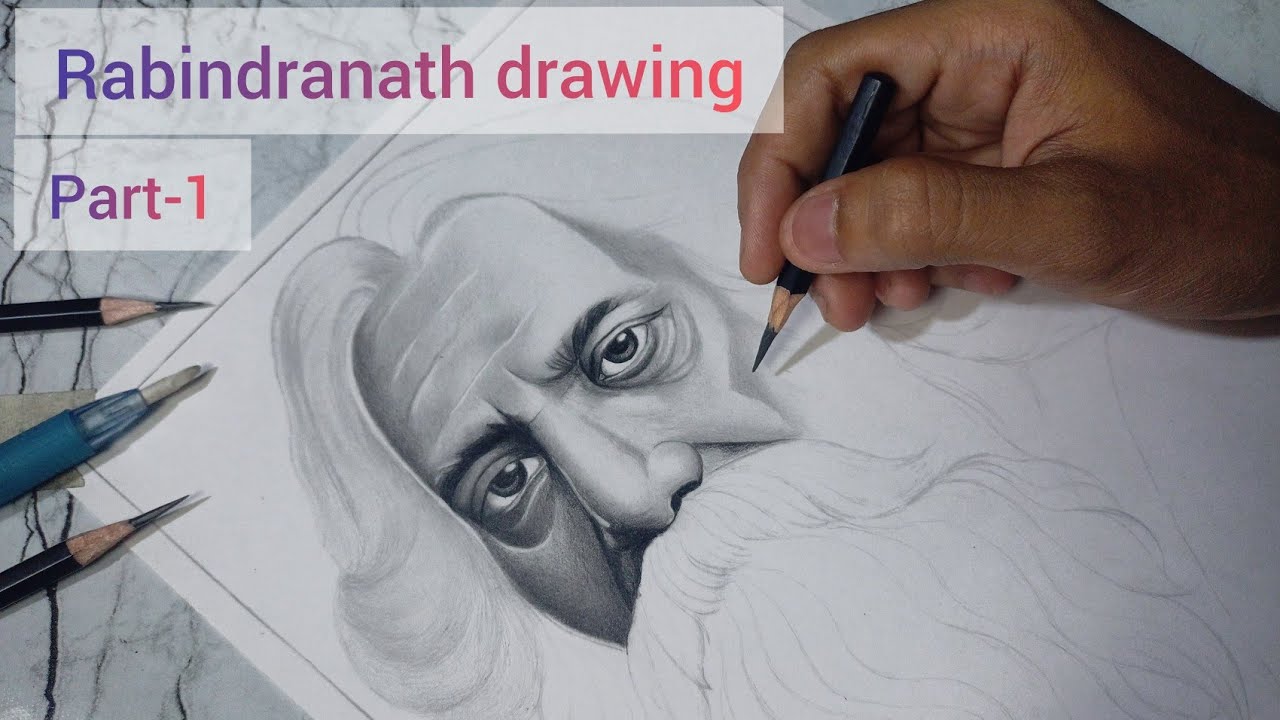 how to draw Rabindranath Tagore|how to draw Rabindranath Tagore step by ...