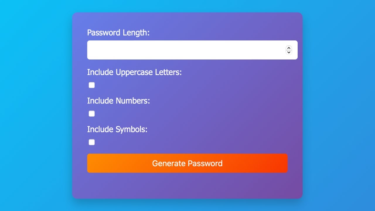 Password Generator Javascript Project For Beginners Youtube 7446
