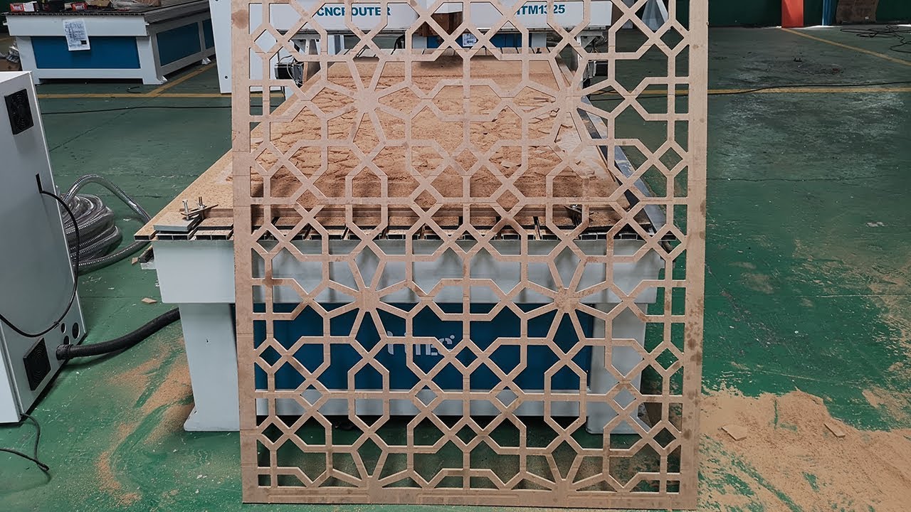 4x8ft cnc router mdf hollow cutting for furniture door - YouTube