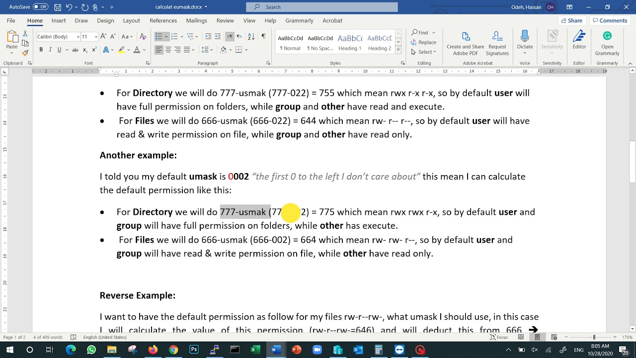 Linux calculate the UMASK - YouTube
