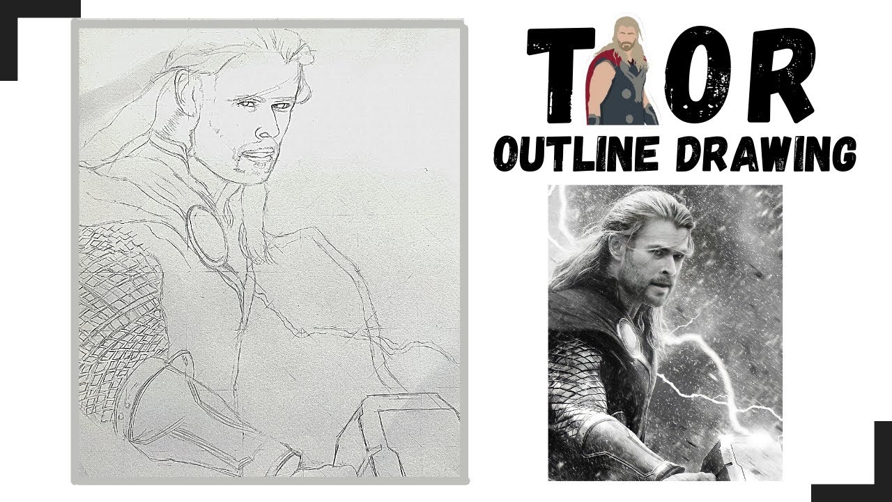 Thor Avengers portrait drawing (part 1)ll outline drawing⚡🔨 - YouTube