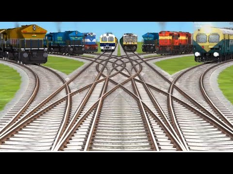 8️⃣ TRAINS CROSSING BY BUMPY BRANCHED🔻 RAILROAD TRACK | train simulator ...