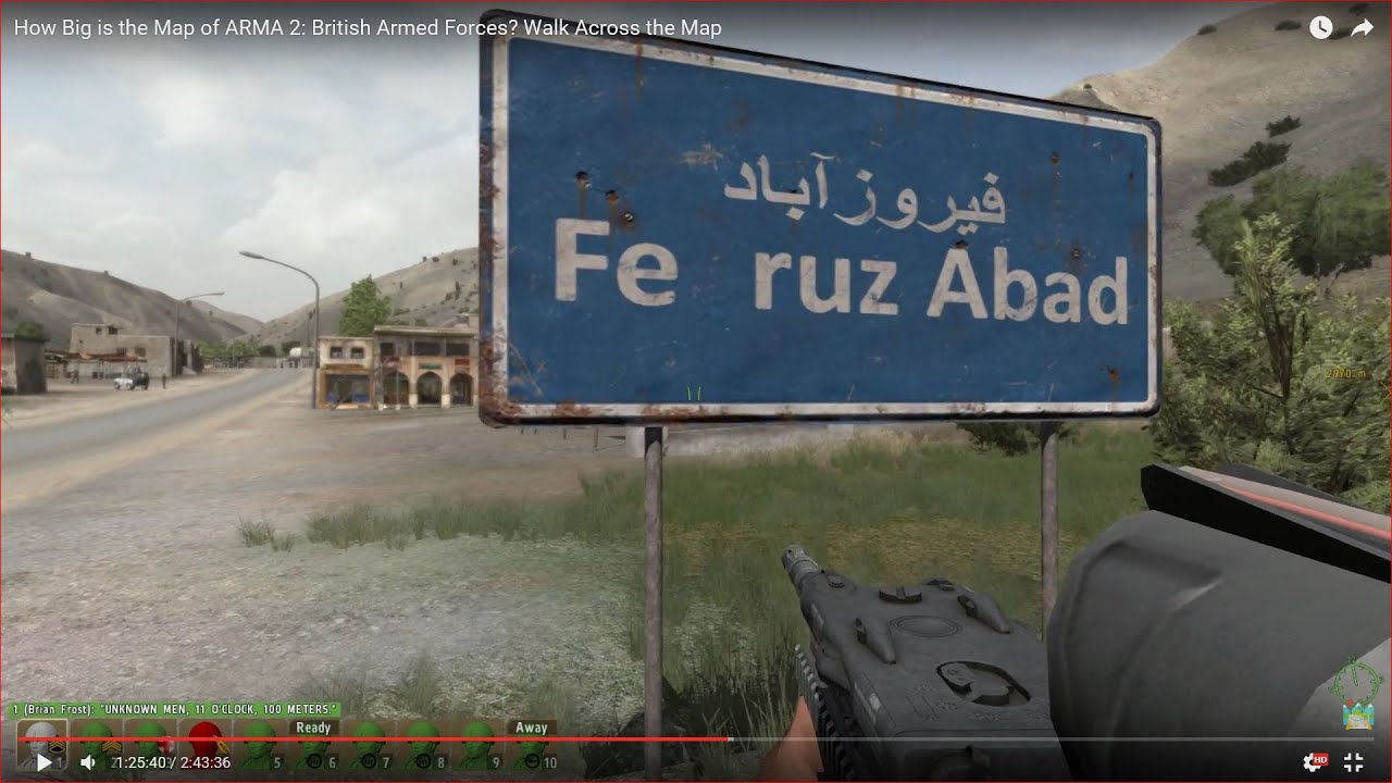 HOW BIG IS THE MAP in ARMA 2: British Armed Forces? Walk Across the Map ...