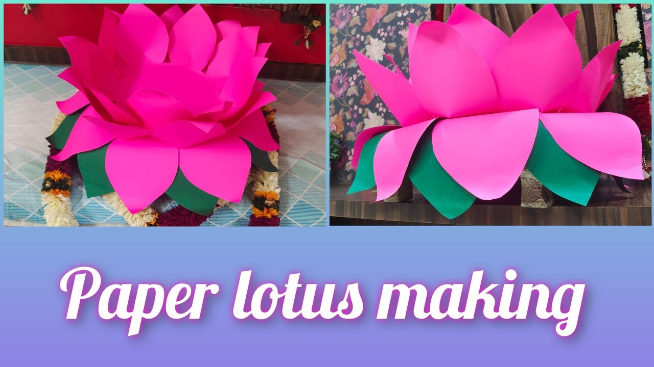 Ganapati decoration idea/ Lotus decoration idea/ Paper lotus making ...