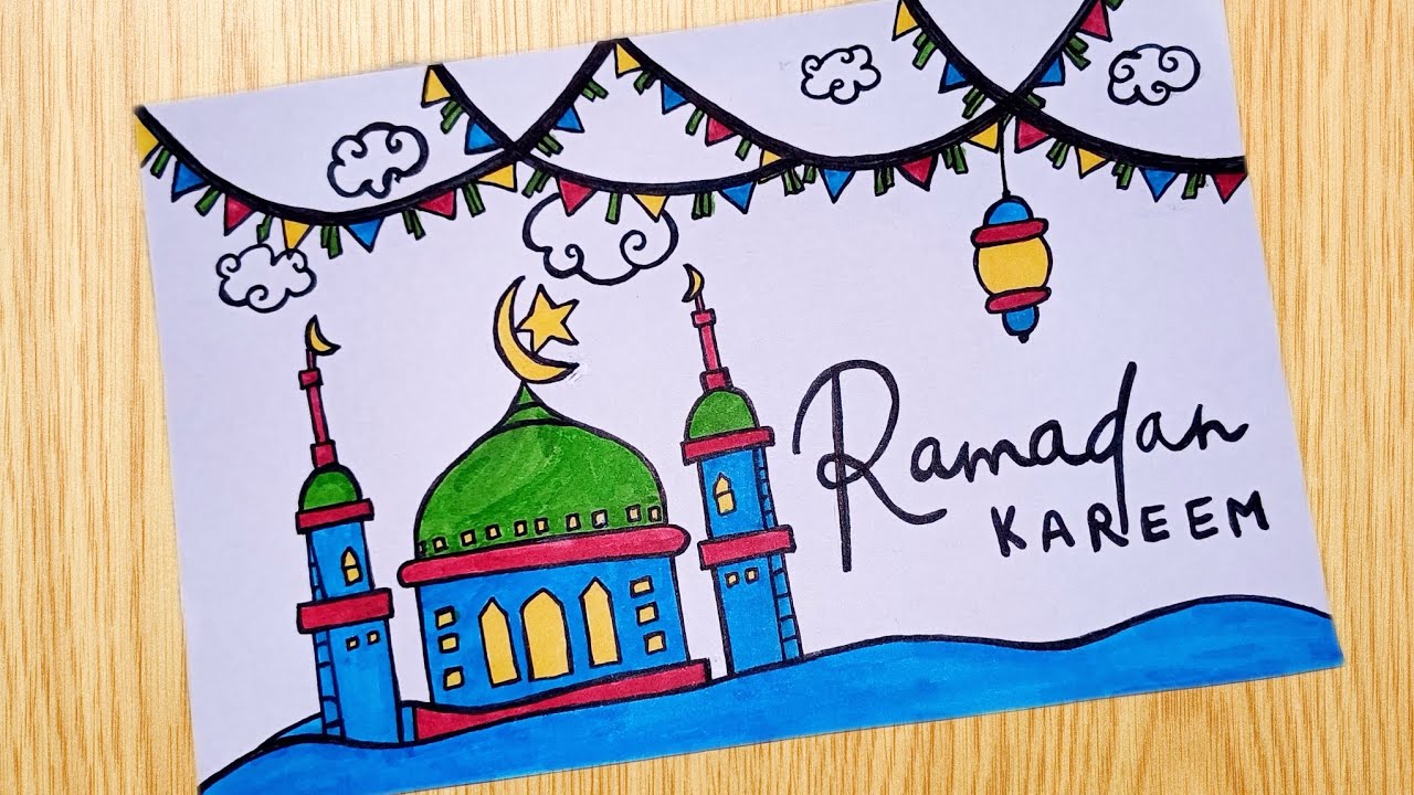 How to Draw Ramadan Kareem Chart // Ramadan Kareem Drawing Poster ...