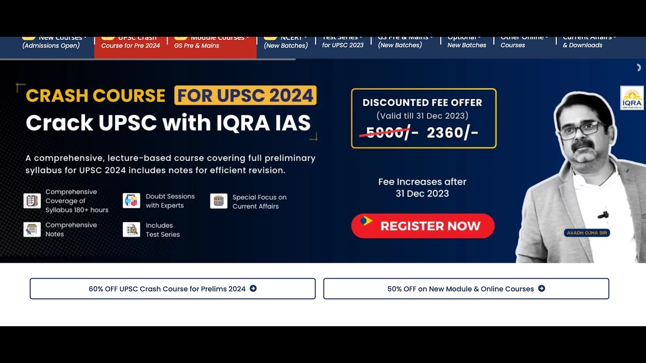 Ojha Sir UPSC Crash Course Starts 26th Jan 2024 | Pune Live Lectures ...