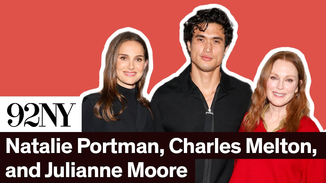 Natalie Portman, Julianne Moore and Charles Melton with Josh Horowitz ...