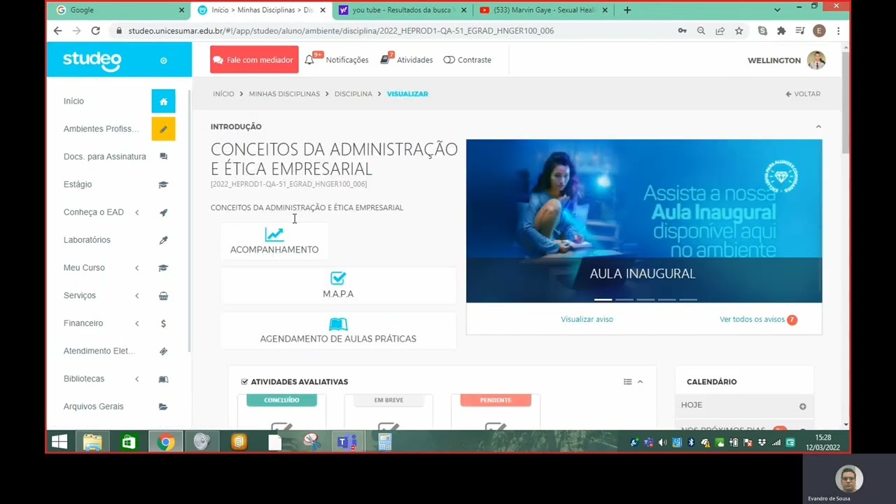 Como acessar a aula ao vivo via Studeo Unicesumar? - YouTube