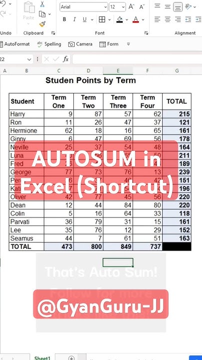 Autosum In Excel Shortcut Shorts Exceltips Exceltutorial Exceltricks Excel Ytshorts