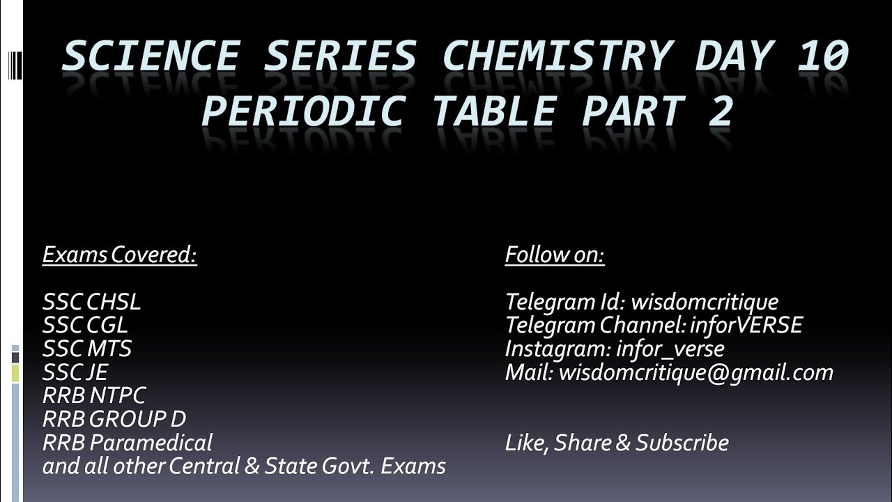 Science Series Chemistry Day 10 Periodic Table Part 2 - YouTube
