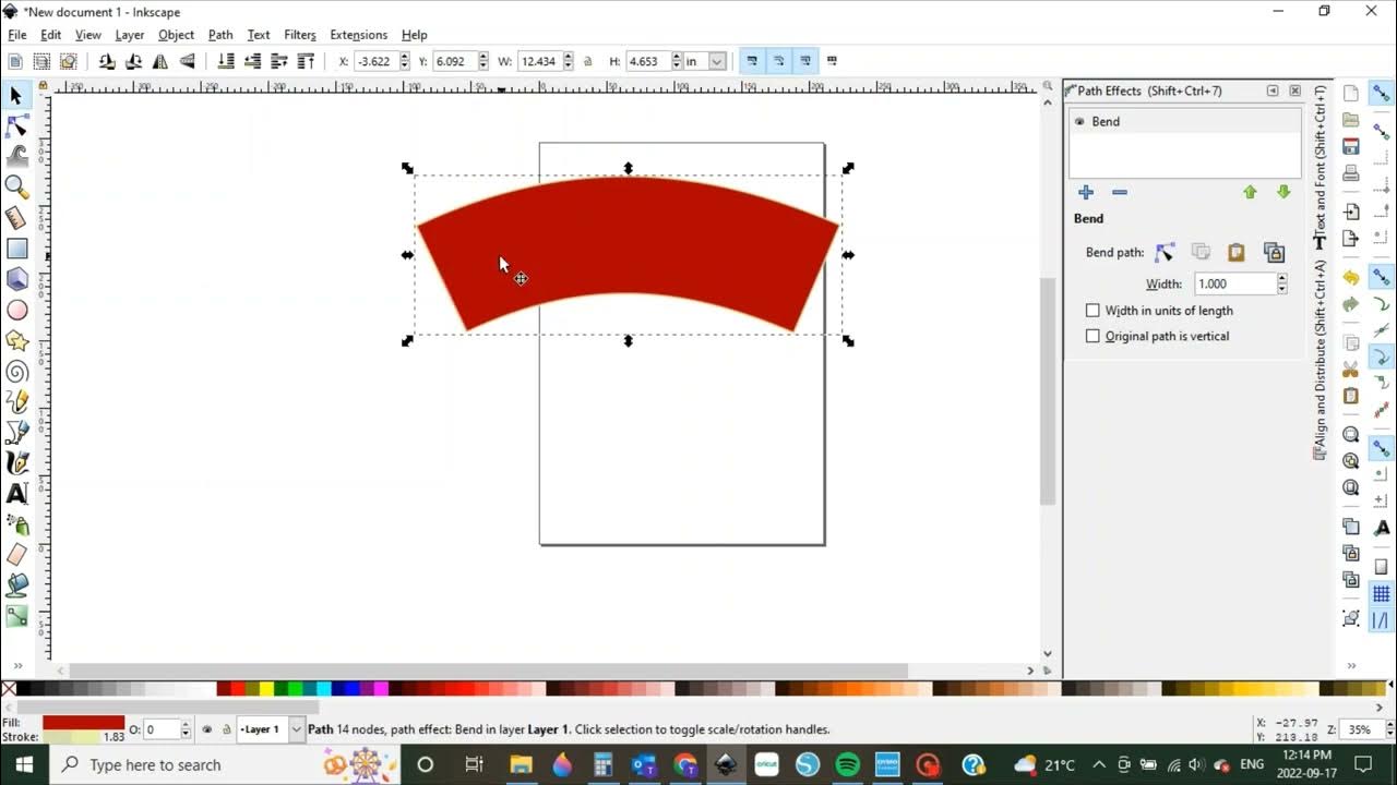 Creating a Curved Shape in Inkscape - YouTube