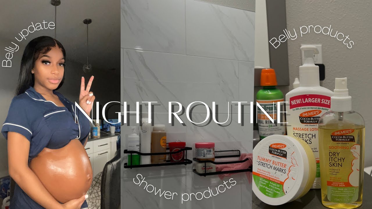 night routine while pregnant + belly routine | 30 weeks - YouTube