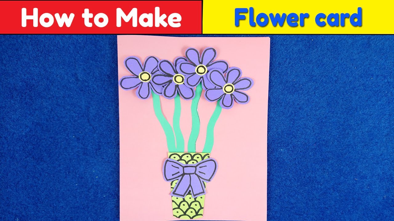 Flower card making using color paper - YouTube