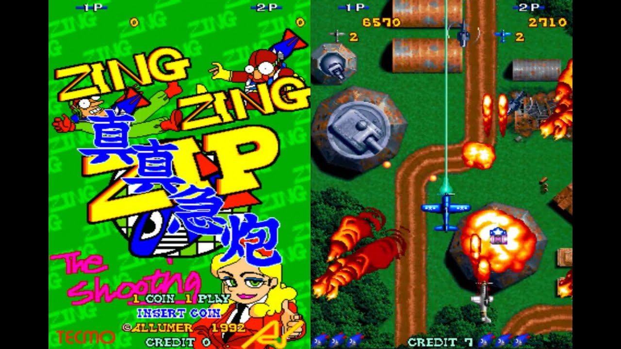 MAME 47 [아들과 함께하는 추억의 오락실 게임] 징징집(Zing Zing Zip) : TECMO 슈팅(1992) - YouTube
