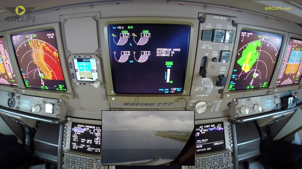 A different view! B777-300ER RUN Landing instrument panel close-up ...