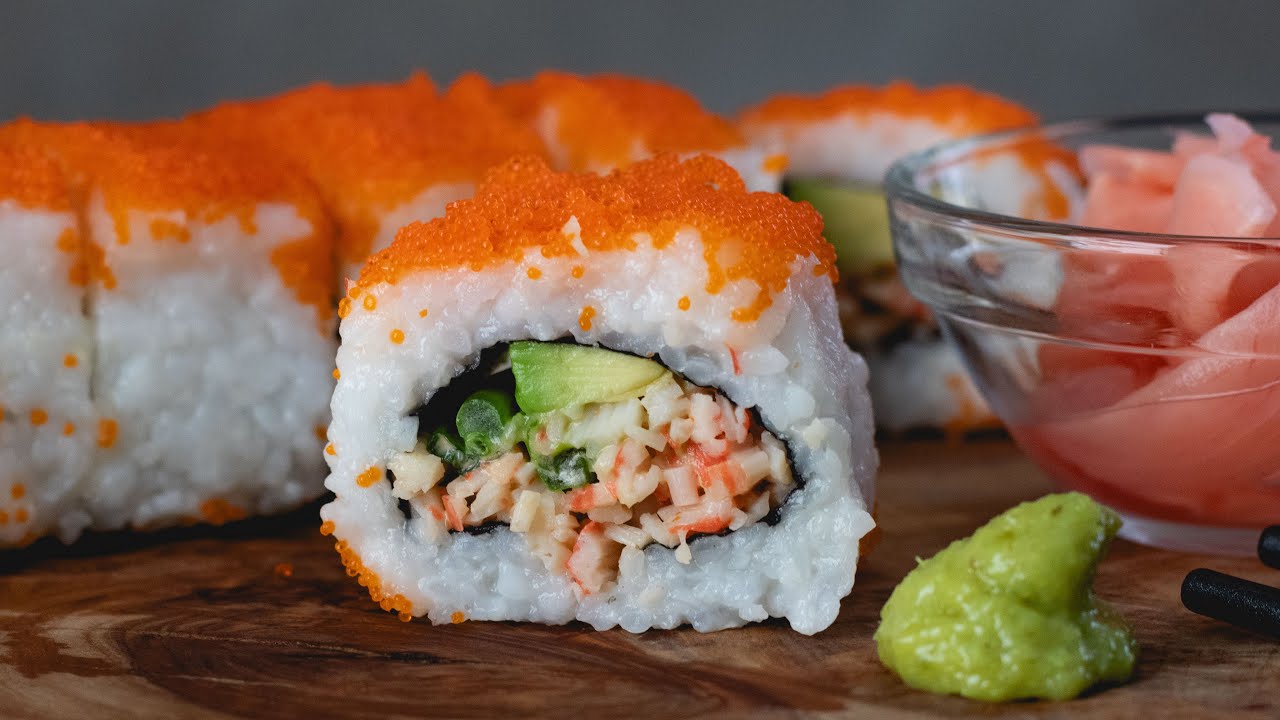 Easy Surimi Masago Sushi Rolls Recipe | Homemade Sushi Tutorial - YouTube