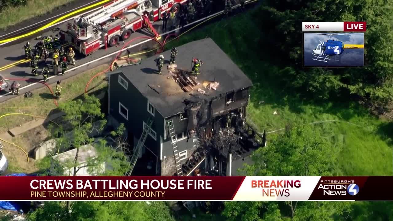 Crews on scene of active house fire in Allegheny County | Sky 4 over ...