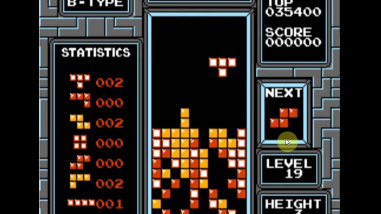 NES classic tetris: level 19 height 3 - YouTube