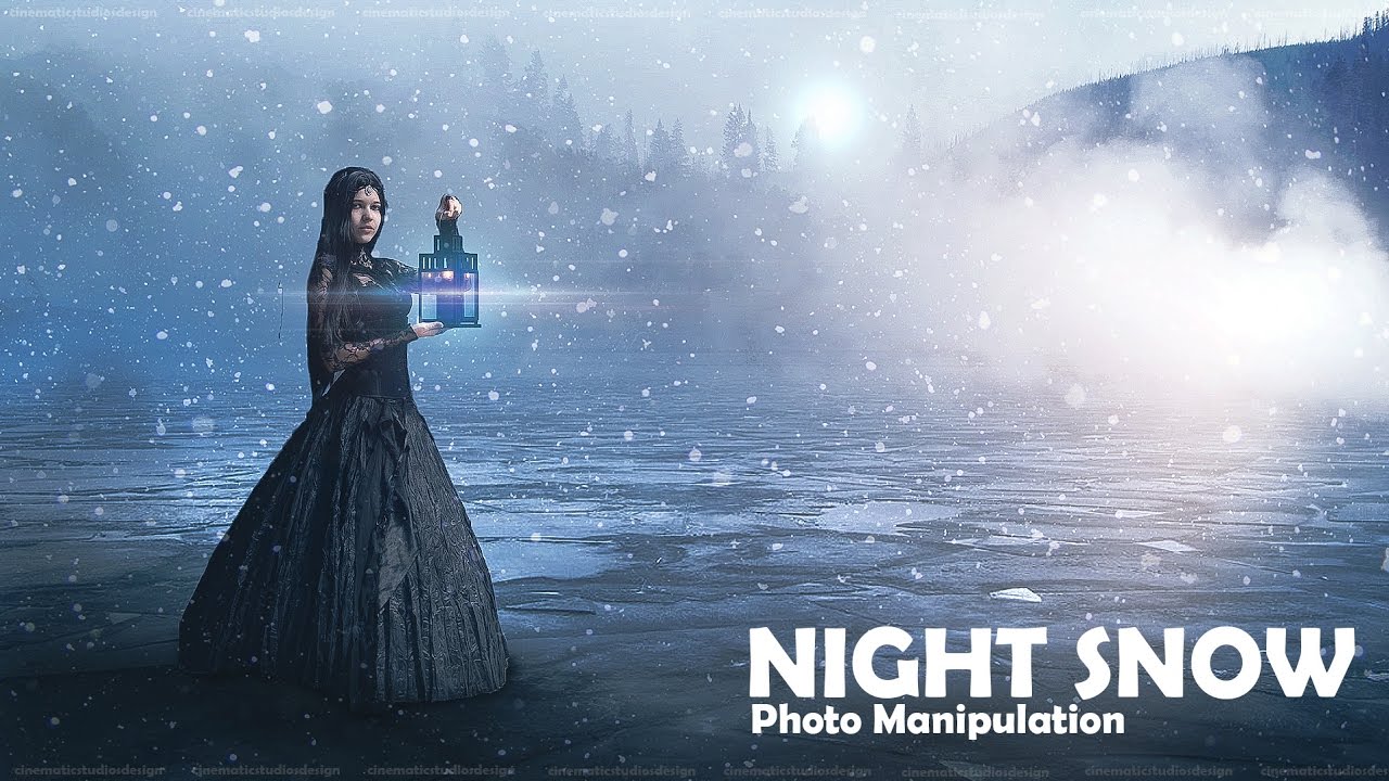 Night Snow Photo Manipulation l Photoshop CC Tutorial l Christmas Look ...