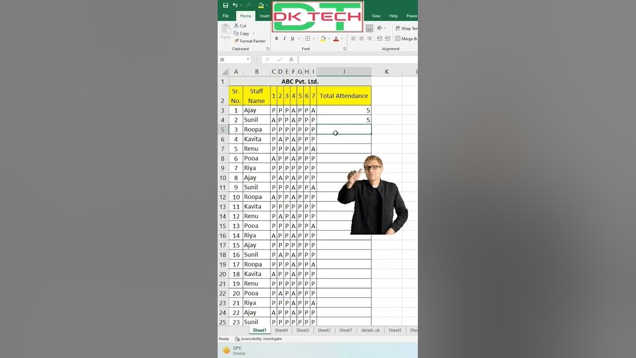 Attendance trick formula in excel #excel #smartphone #exceltech #microsoft #connectcomputerfast ...