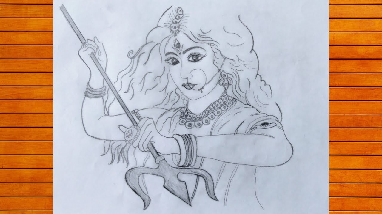 How to Draw Durga Mata Drawing Step by Step/Durga ma Drawing Pencil ...