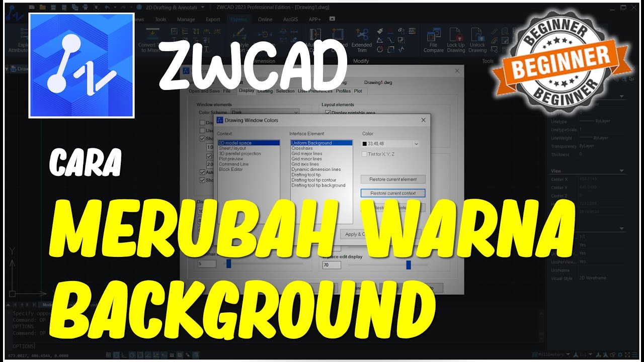 ZWCAD Cara Merubah Warna Background - YouTube