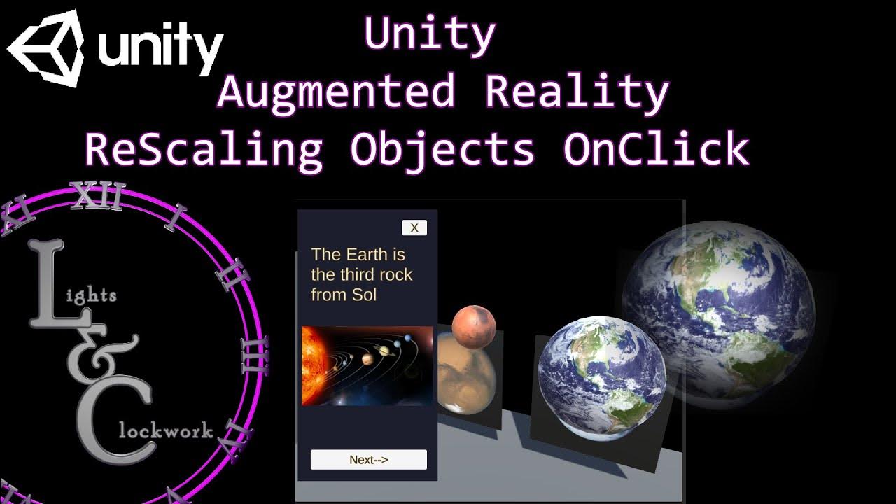 Unity AR - Augmented Reality Tutorial Lesson 11 - Scaling Objects OnClick - YouTube