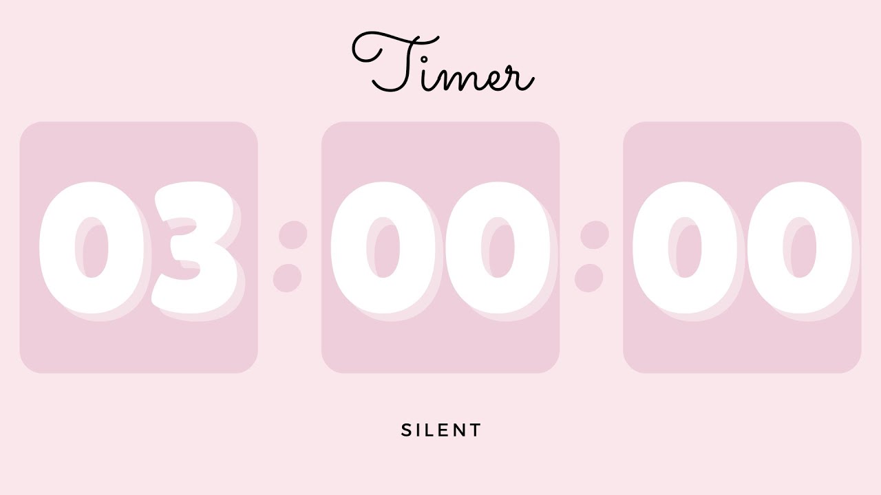 🌸 3 Hours Silent Timer with Cute Ending Alarm | Pastel Pink Timer - YouTube