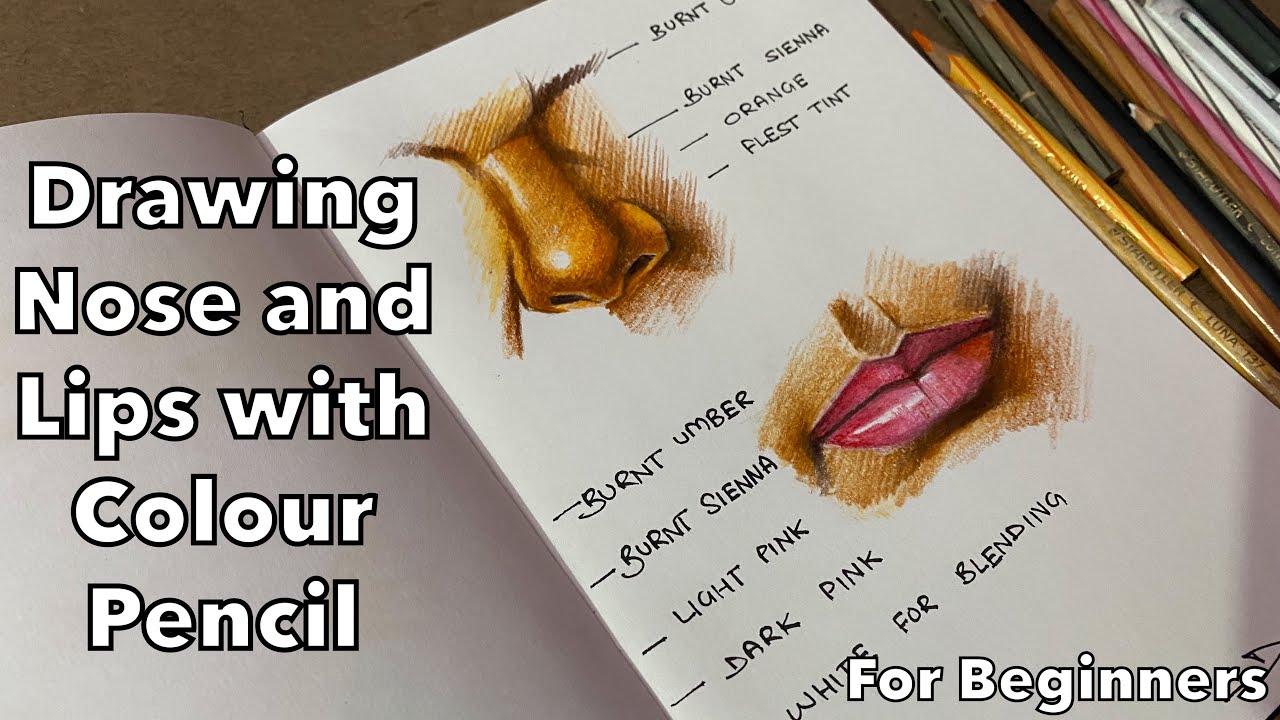 Nose and Lips Drawing with Color Pencil | Artist Deepkaran | # ...