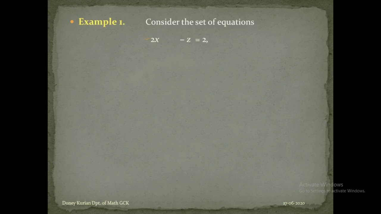 Solution of the system of equations using matrices cases of infinite ...