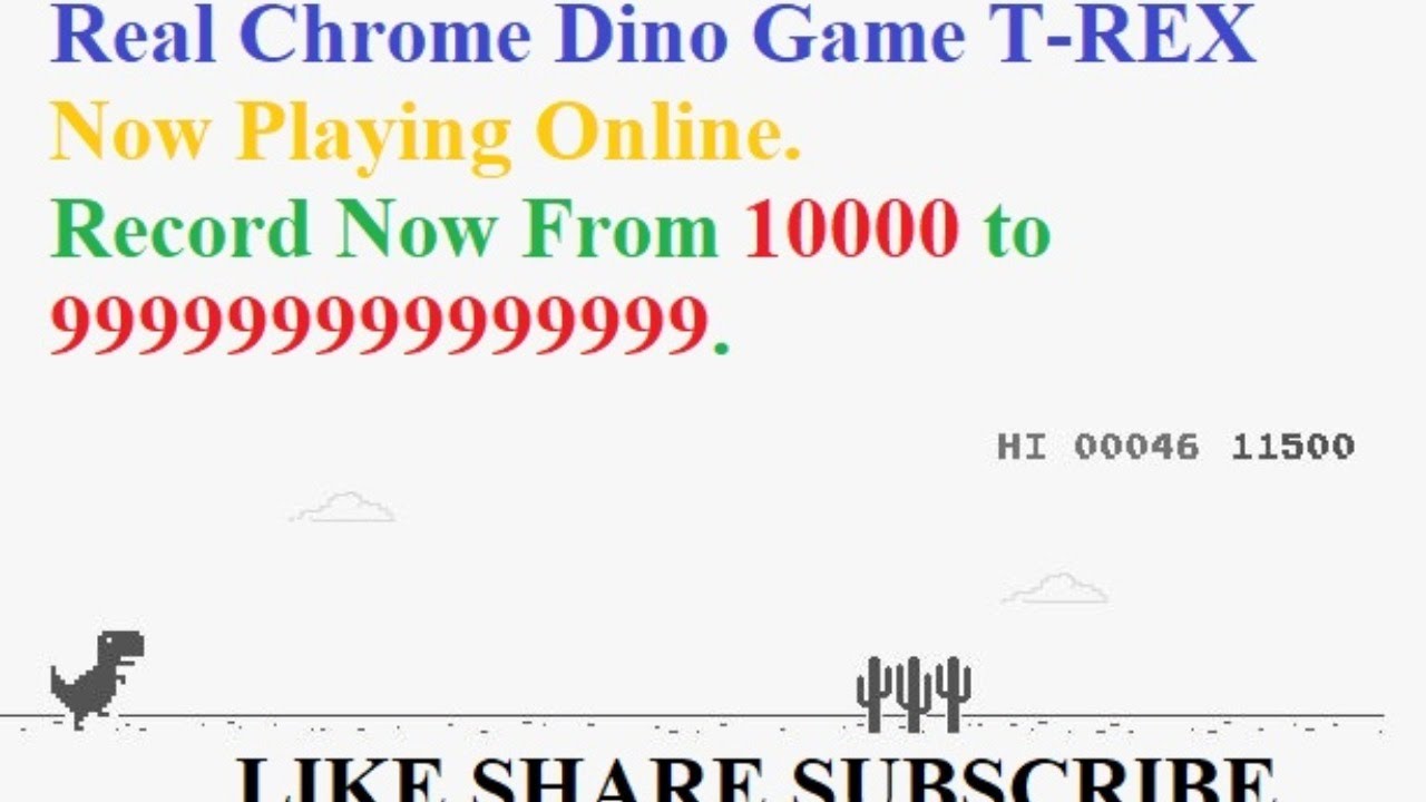 Playing Chrome Dinosaur Game T_REX For Long Time - YouTube