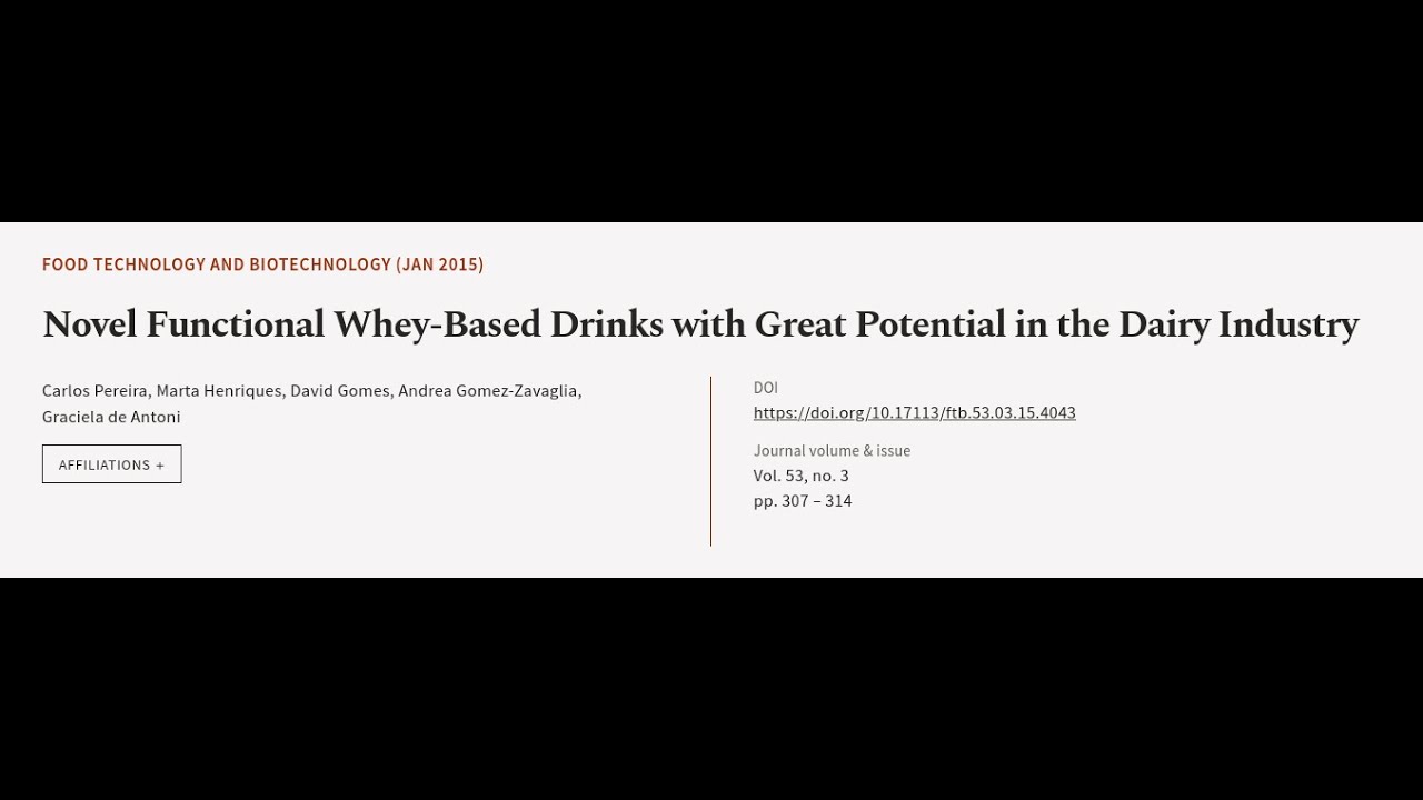Novel Functional Whey-Based Drinks with Great Potential in the Dairy ...