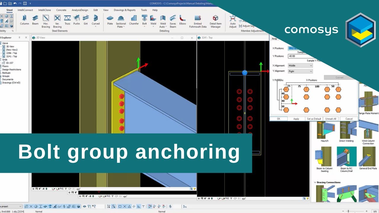 Comosys Steel Detailing Tutorials - Modeling of Bolt Group Anchoring ...