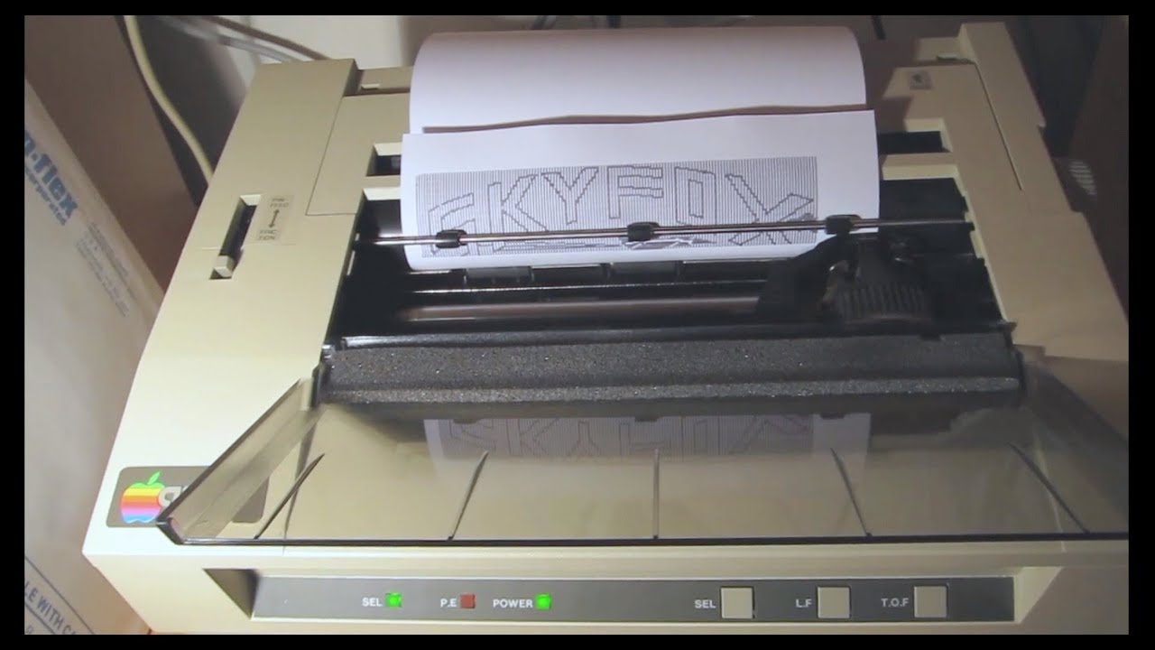 Apple II FingerPrint+ screen dump to Apple DMP Dot Matrix Printer - YouTube