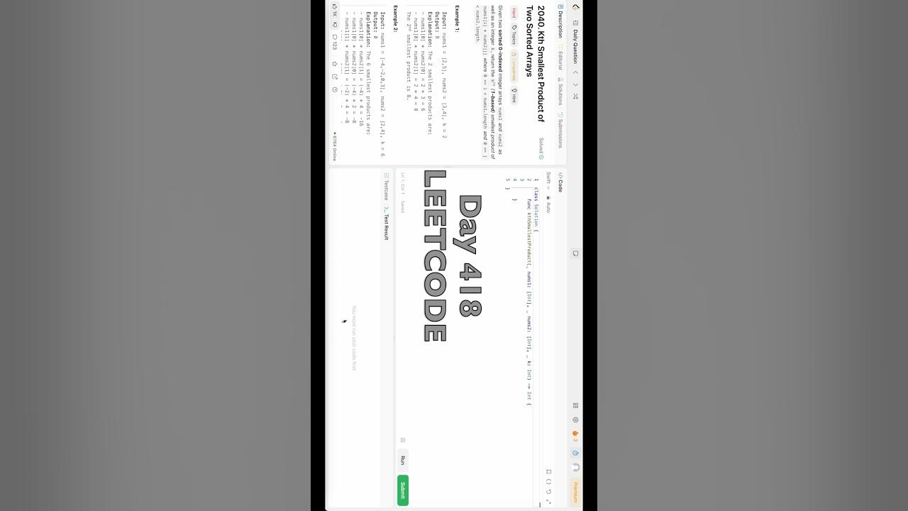 Day 418: LeetCode Problem 2040. - Swift #daily #challenge #swiftui #coding #leetcode - YouTube