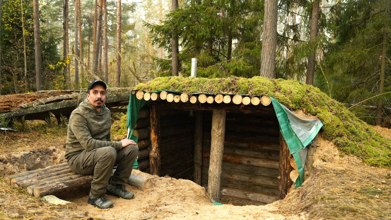 Get Back to Nature: Building an Earth Shelter in the Woods| Moss Roof ...