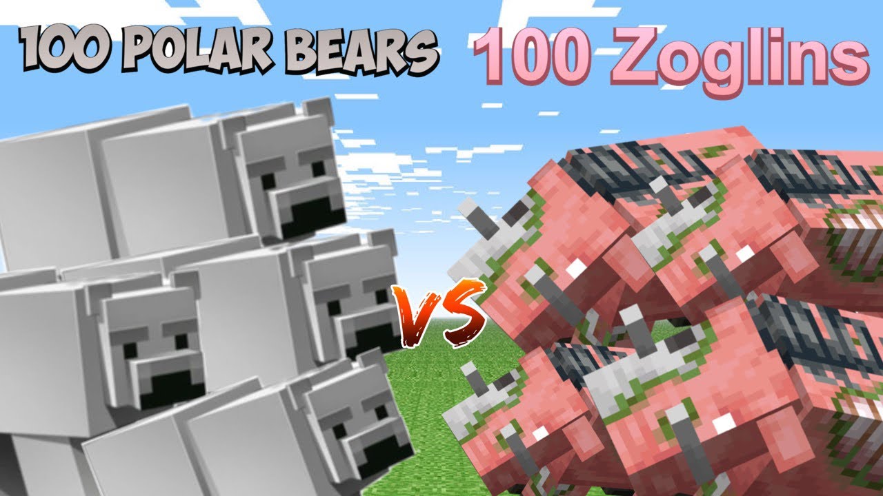 100 Zoglins vs 100 Polar Bears‼️ (Minecraft Mob Fight!) - YouTube