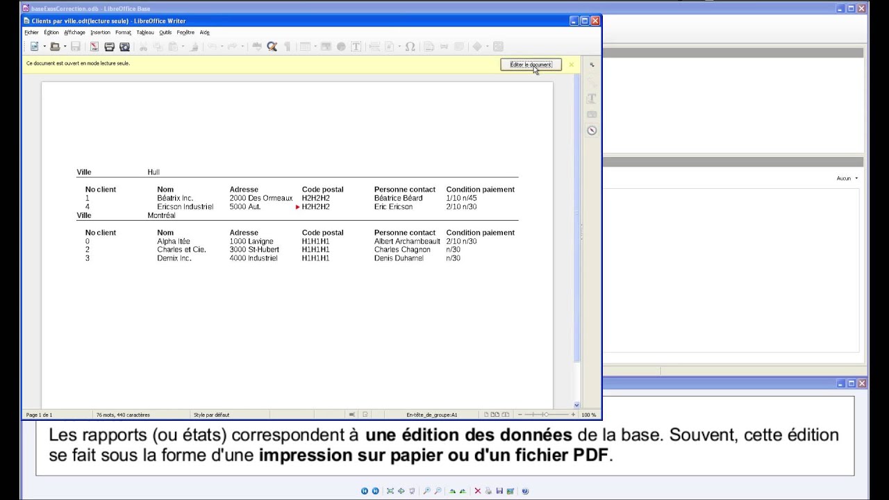 Tuto vidéo : Les rapports (États) dans LibreOffice Base - YouTube