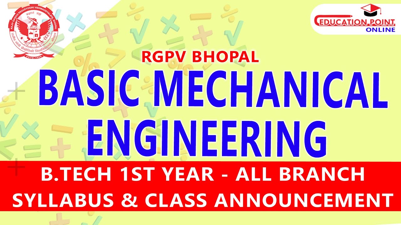 RGPV Basic Mechanical Engineering B.Tech 1st Year Syllabus & Class Announcement - YouTube