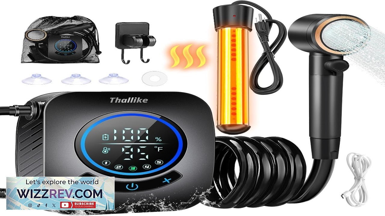Upgraded Portable Shower with Heater 1500W Immersion Heated 8000mAh ...