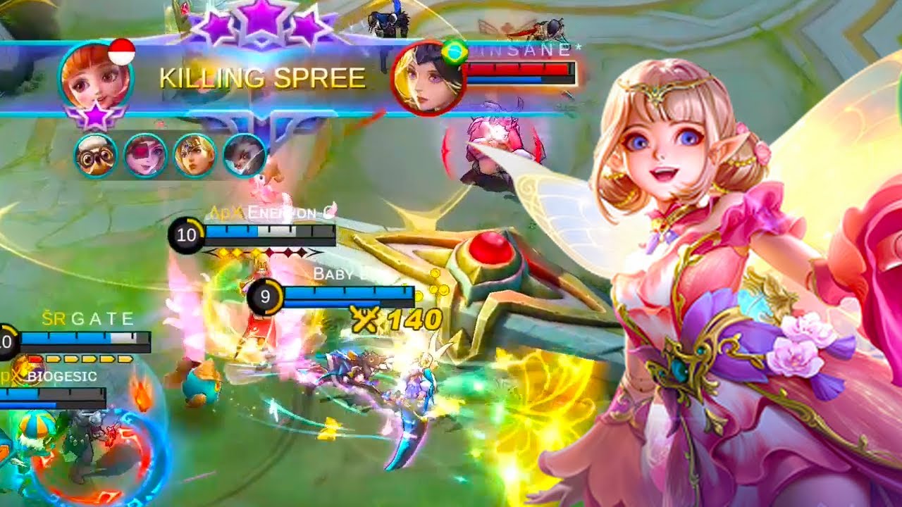 MLBB Top Global Angela Floral Elf Skin Gameplay - YouTube