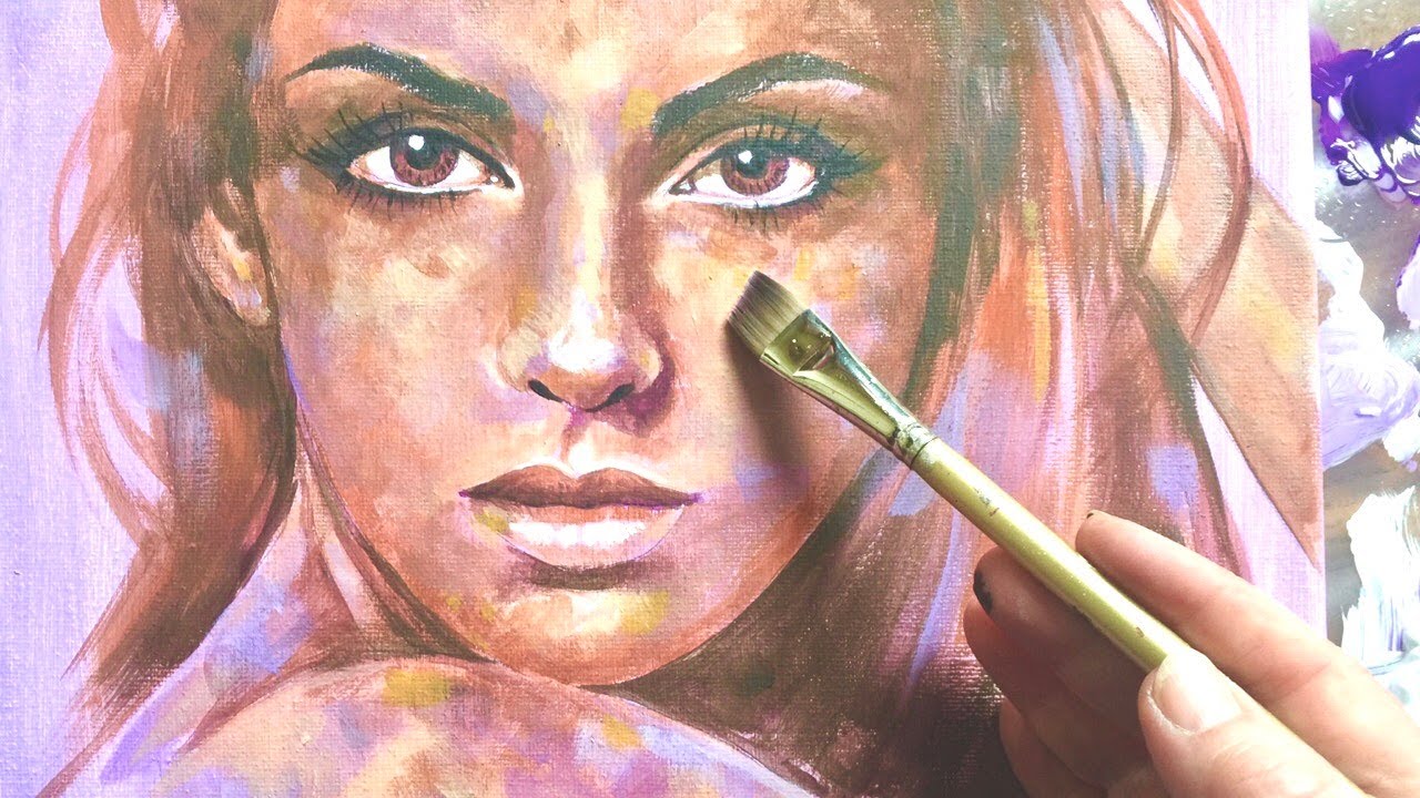 Acrylic Portrait Painting "Hazel Eyes" HOW TO PAINT TECHNIQUE - YouTube