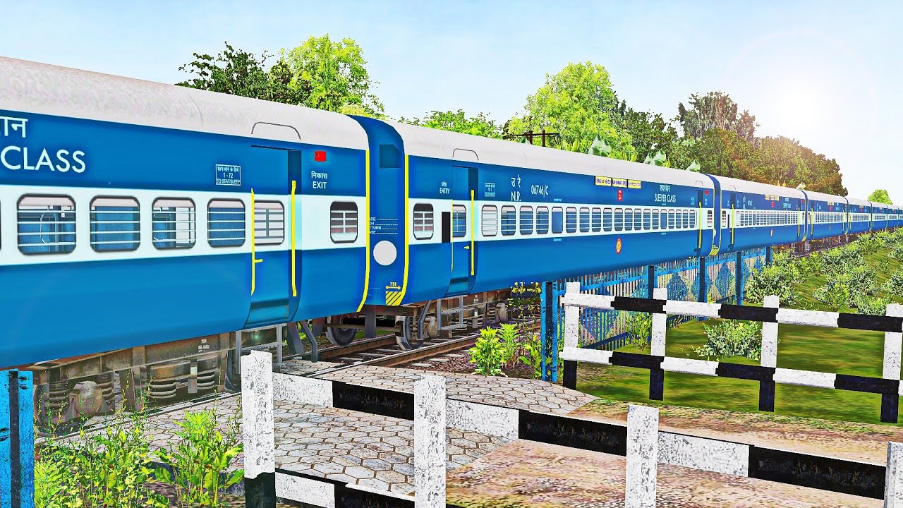 Trains at level crossing in msts open rails indian railways - YouTube