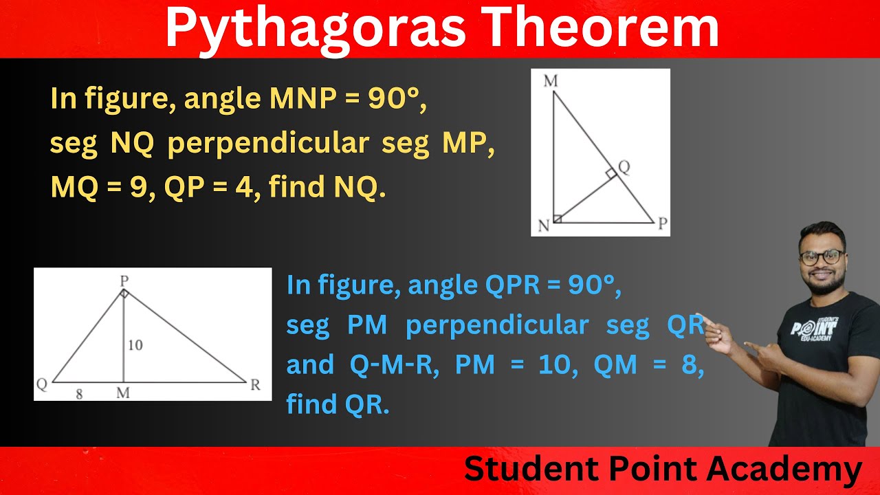 In figure angle MNP = 90°, seg NQ perpendicular seg MP, MQ = 9, QP = 4 ...
