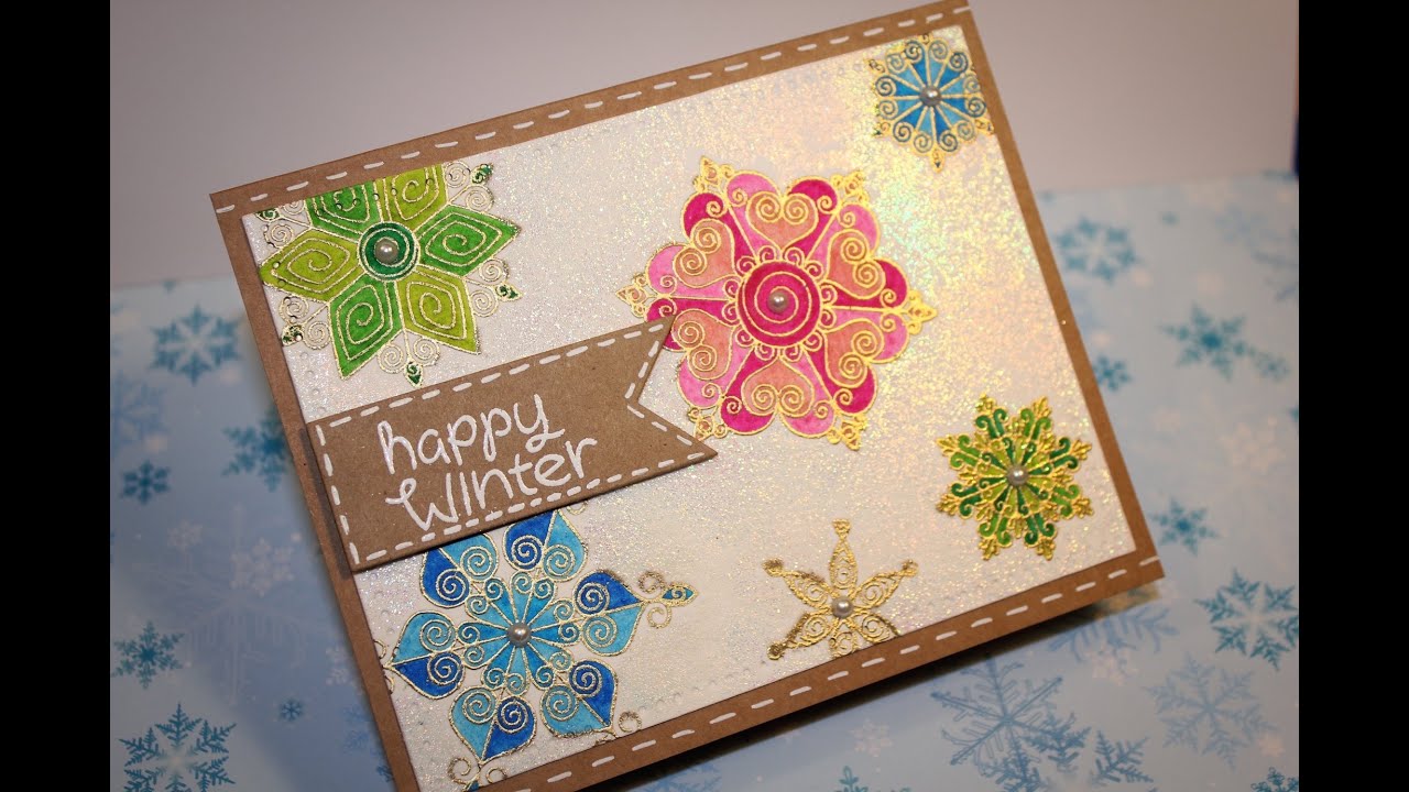 Christmas card series 2015 *day 3* - glitter snowflake card - YouTube