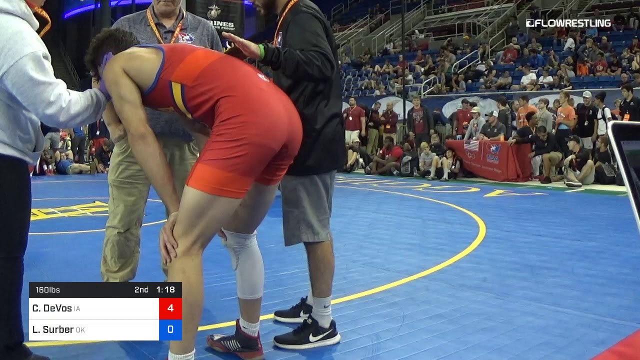 160 Lbs Quarters Cade DeVos Iowa Vs Luke Surber Oklahoma - YouTube